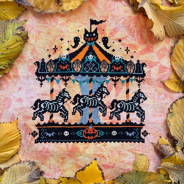 Vintage Haunted Carousel - Cross Stitch Pattern - Creepy, Beistle ...