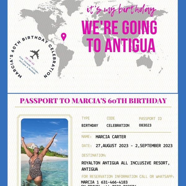 Birthday Passport Invitation, Destination Birthday Invitation, Editable ...