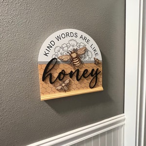 Let It Bee Wood Sign Bee Sign Honeycomb 3D Sign - Etsy