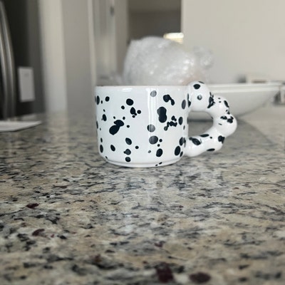 Wave Design Pottery Tumbler, Black Spot Ceramic Mug, Stoneware Dot Tea ...