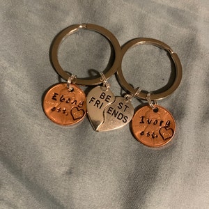 Besties Keychain, Gift, Matching Friend Keychains, Split Heart Best ...