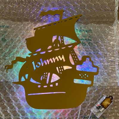 Pirate Ship, Personalized Night Light With Name, Gifts for Boys Kids ...