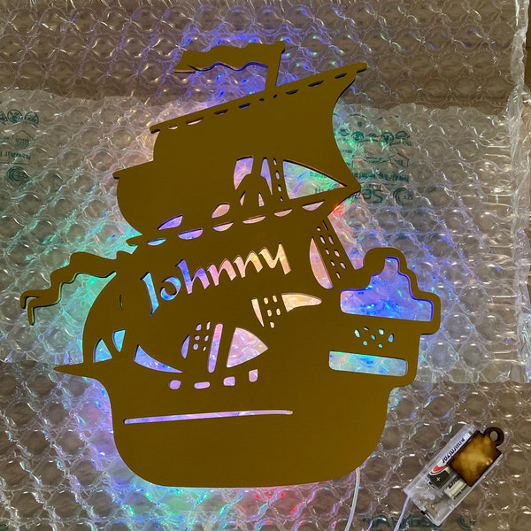 Pirate Ship, Personalized Night Light With Name, Gifts for Boys Kids ...