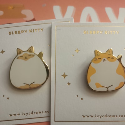 Fat Cat Enamel Pin - Etsy