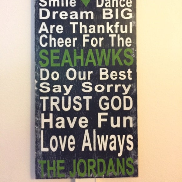 Personalized Seahawks Team Sign - Sports Sign - Family Rules Sign ...