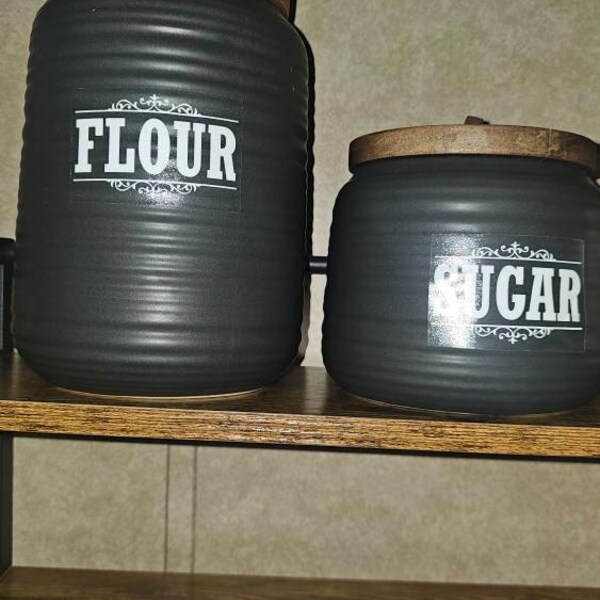 Kitchen Canister Labels Die Cut One Color Decals Home Decor Flour ...