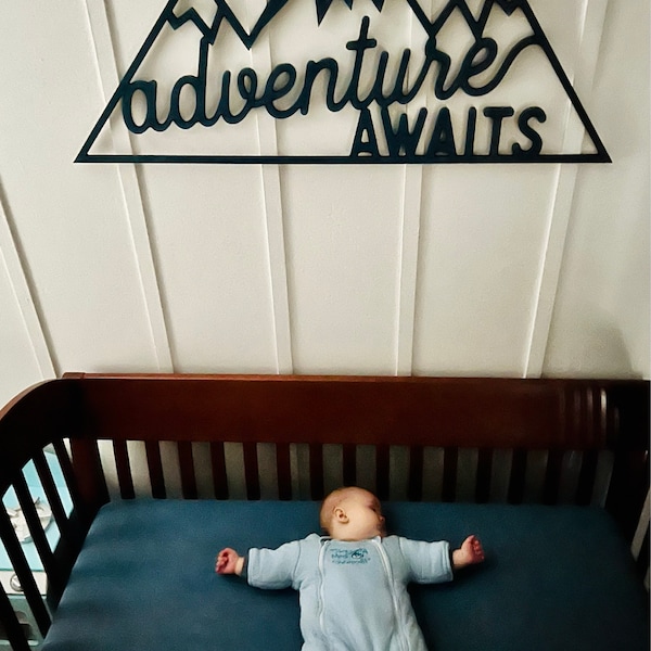 Adventure Awaits Mountains Wall Hanging | Woodland Theme Mountain Decor ...