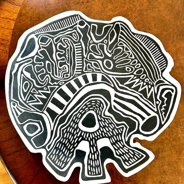 Uniquely Designed Huge Amorphous Handmade Sgraffito Ceramic Platter ...