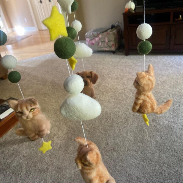 Customized Felted Baby Mobile. Nursery Felted Mobile With Dogs ...