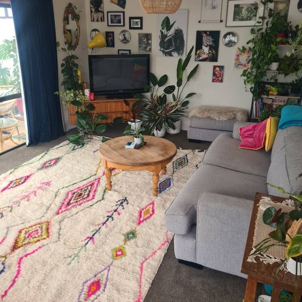 White Rug Fluffy, Custom Fabulous Boujad Rug, Authentic Moroccan Rug ...