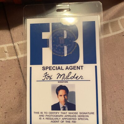 X FILES Fox Mulder Badge ID Name Tag Card Costume Cosplay Prop - Etsy