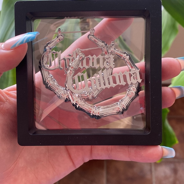 Bamboo Earrings Name, Custom Name Earrings, Bamboo Hoop, Monogram ...