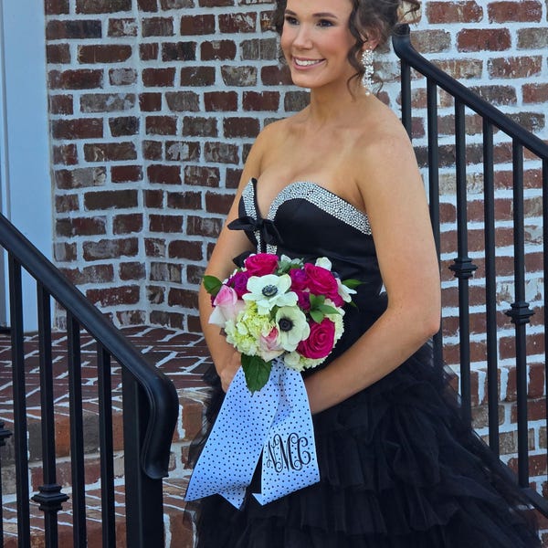 Bouquet Sash, Embroidered Monogrammed Prom Sash, Homecoming Sash, HOCO ...