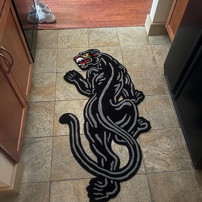 Panther Tufted Rug, Handmade Custom Rug, American Traditional Panther ...