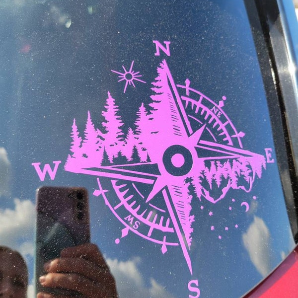 Mountain Compass Decal | Outdoor Decal | Car Decal | Compass Sticker ...