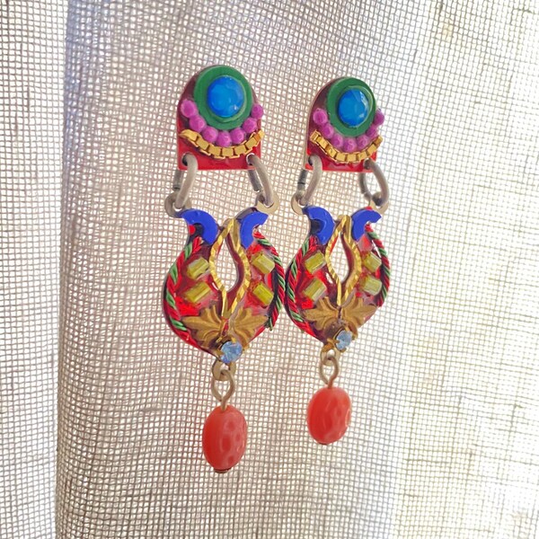 Round Multi Color Swarovski Crystal Pin, Big Unique Round Pin With ...