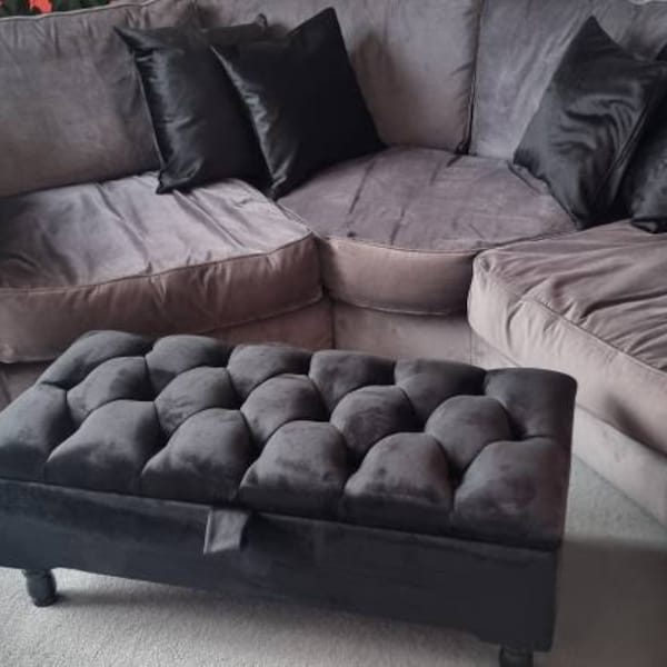 Premium Footstool, Pouffe Table, Handmade Ottoman Bench, Chesterfield ...