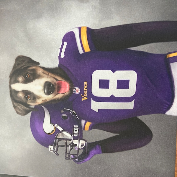 American Football Pet Portrait, NFL Dog Portrait, Poster, Custom Dog ...