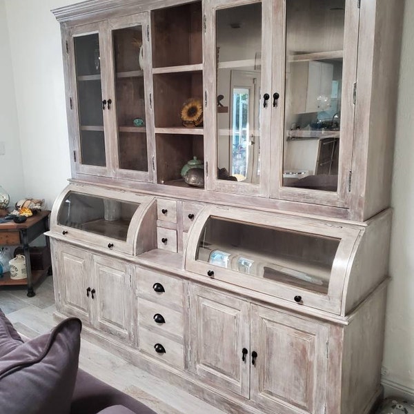 Coastal Sleek Mirror Door Credenza Breakfront Buffet Server Media ...