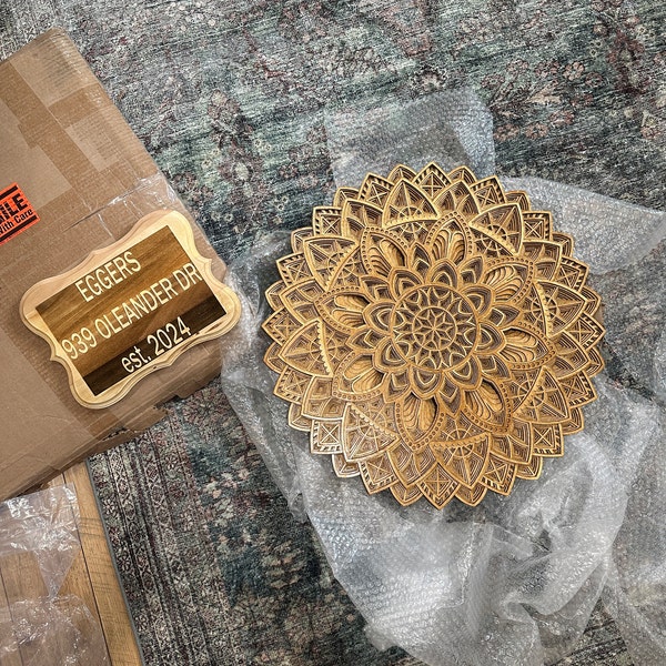 Wall Art, Layered Wood Mandala, Wall Hanging, Wooden 3d Wall Art Laser ...