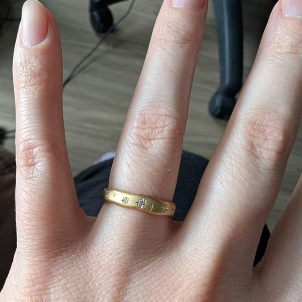 14k Gold Wedding Ring Set of Two, Hand Hammered Recycled Gold, 4 and 6 ...