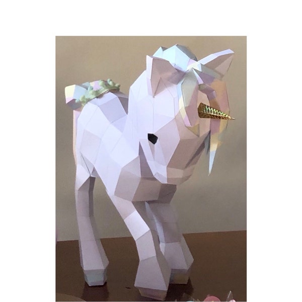 Papercraft Unicorn Baby, 3D Paper Craft Floor Model, Cute Sculpture ...
