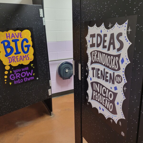 4 Bathroom Stall Vinyl Stickers for Elementary Schools | Installing ...