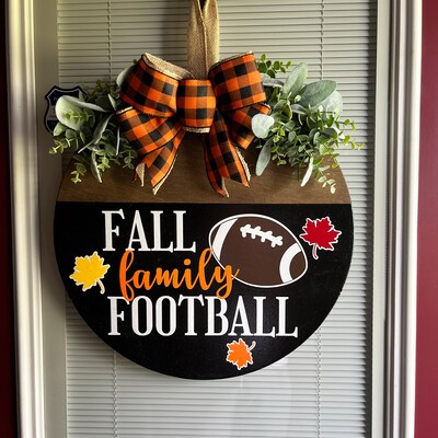 Fall Front Door Decor Fall Door Hanger Fall Family Football Fall Door ...
