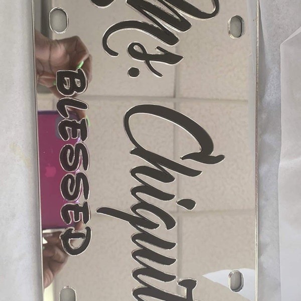Custom (can Do Any Name) Mirror Laser License Plate Silver/rednew!! - Etsy