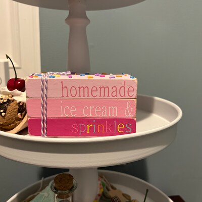 Ice Cream Wood Book Stack - Etsy
