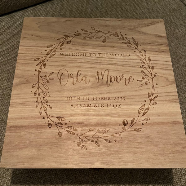 Personalised Wooden Baby Box, Engraved Baby Box, Baby Memory Box ...