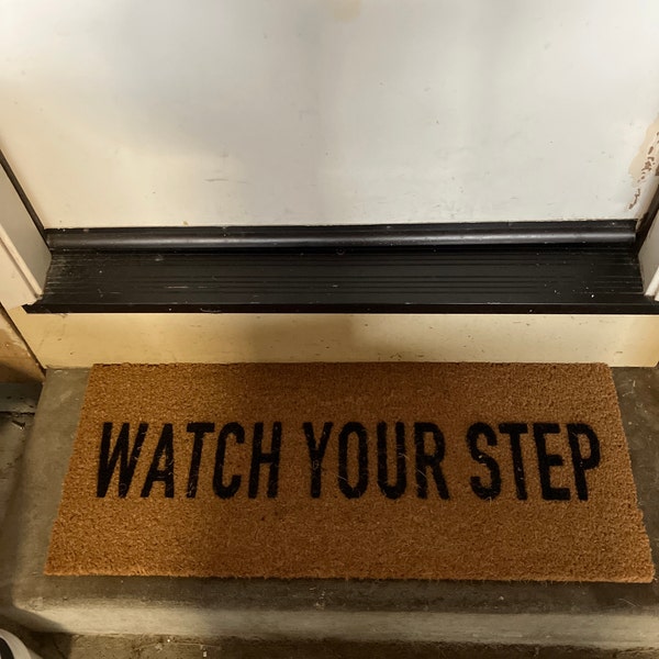 Watch Your Step Skinny Doormat | Narrow Doormat | Mini Doormat ...