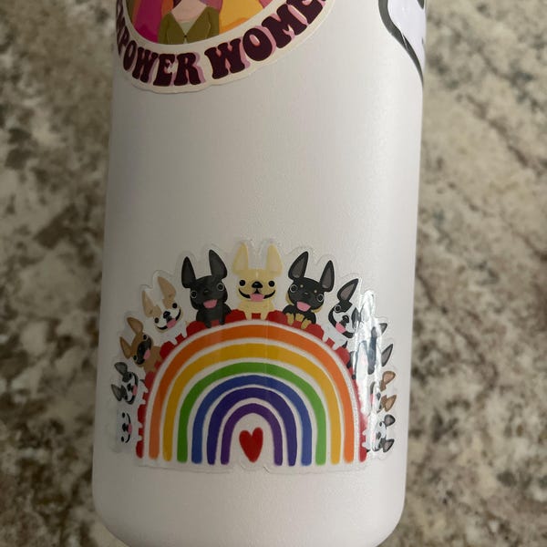 Banana Split Sticker, Waterproof Sticker, French Bulldogs, Water Bottle ...