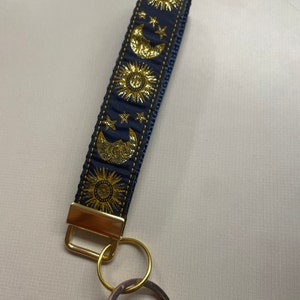 Sun and Moon Key Fob, With Brass Plated Hardware - Etsy