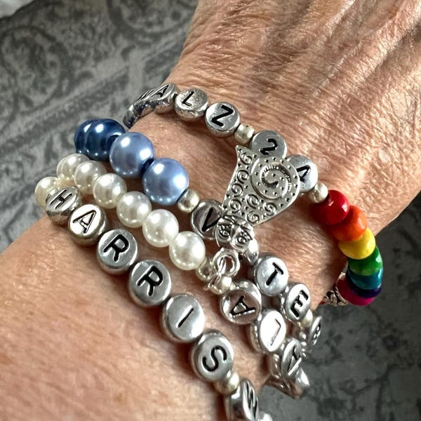 50% Donated to HARRIS 2024, Faux Pearl, Rose Gold Acrylic Letters and ...