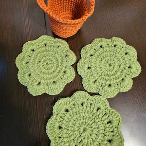 CROCHET PATTERN Succulent Plant Pot Coaster Crochet Pattern Flower Leaf ...