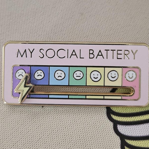 The Original Social Battery Sliding Enamel Pin, Interactive Enamel Pins ...