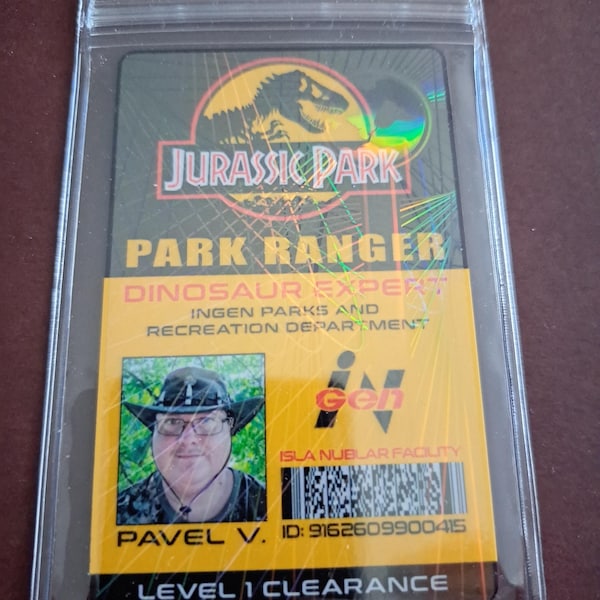 Jurassic Park Ranger ID Badge [customize With Your FACE or NAME ...