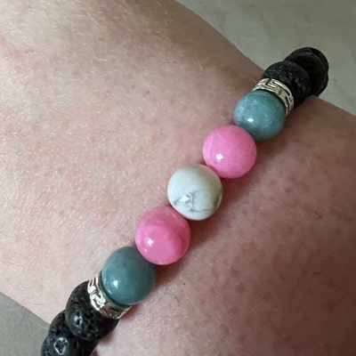 Trans Bracelet Zodiac Sign Bracelet Lava Rock Gemstone Trans Pride ...