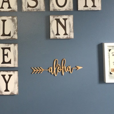 Aloha Arrow Wood Sign Wood Sign Art, Wooden Sign, Wood Decor, Art Room ...