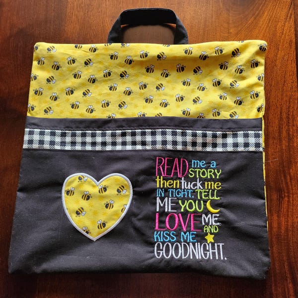 Reading Pillow Embroidery Design Read Me a Story Embroidery Design Tuck ...