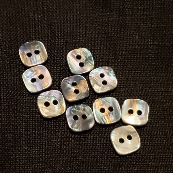 Pearl Tahiti Iridescent Buttons, Square Buttons,lot of 6, 4 Sizes , 2 ...