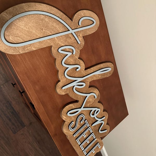 Custom Wooden Outlined Name Sign for Nursery, Large Wood Name Sign for ...