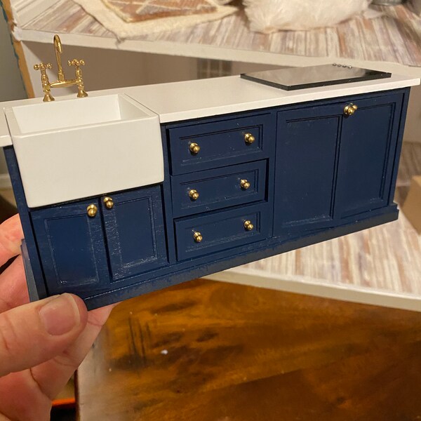 Miniature Kitchen Cabinet, 1:12 Scale, Stand Alone Modern Kitchen for ...