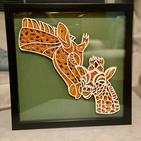 Giraffe Mom and Baby Mandala Svg, Multilayer Panel for Laser Cutting ...