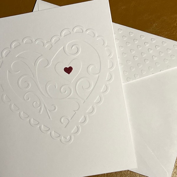 Set of 6 Embossed Lace Heart Valentine Cards - Etsy