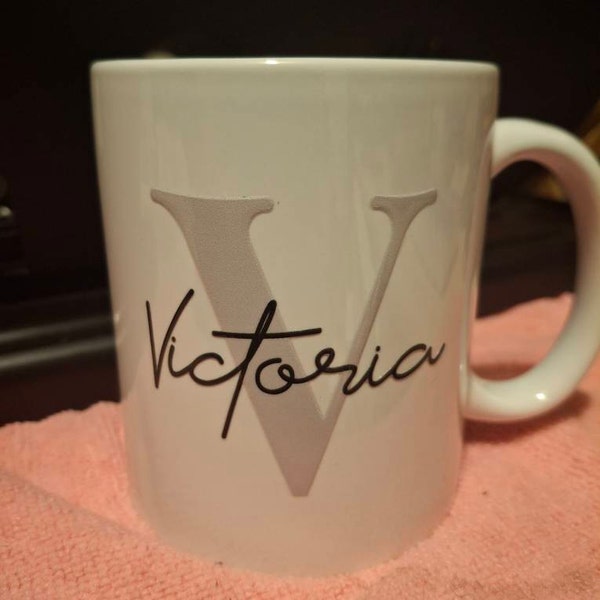 Holiday Name Mug, Winter Name Mug, Custom Initial Mug, Christmas Gift ...