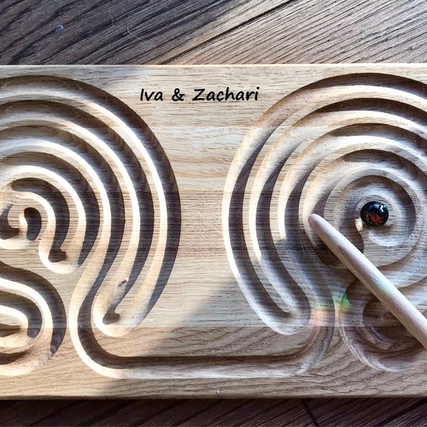 Tracing Reversible Board, Finger Labyrinth, Learning Toy, Wooden Maze ...