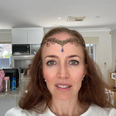 Circlet Bridal Headpiece, Emerald Wedding Tiara, Silver Elven Forehead ...