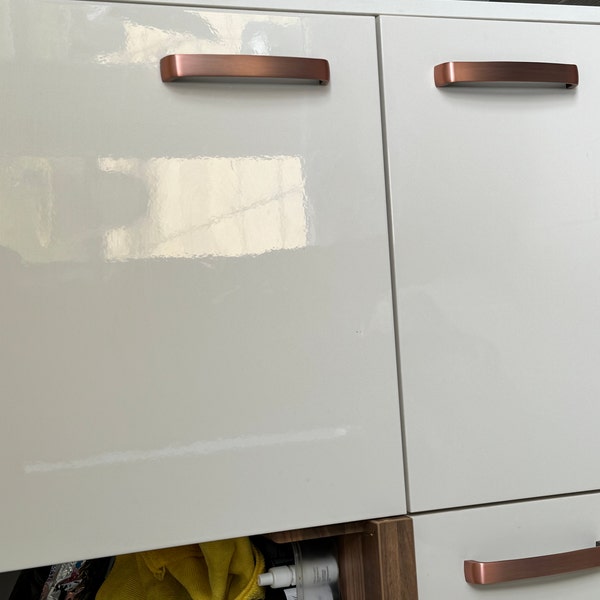 Brushed Copper Kitchen Cabinet Rounded Handle 160mm Pull Hardware ...